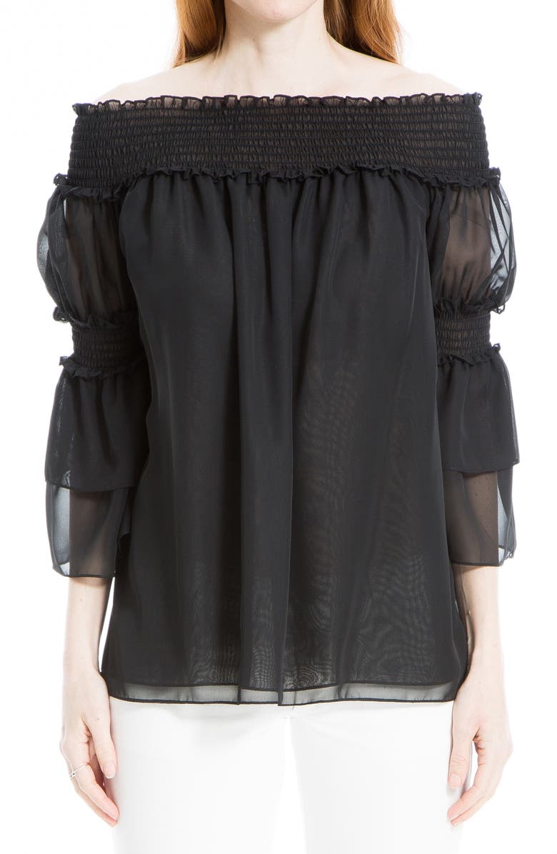 MAX STUDIO Off-the-Shoulder Smock Double Ruffle Top | Nordstromrack
