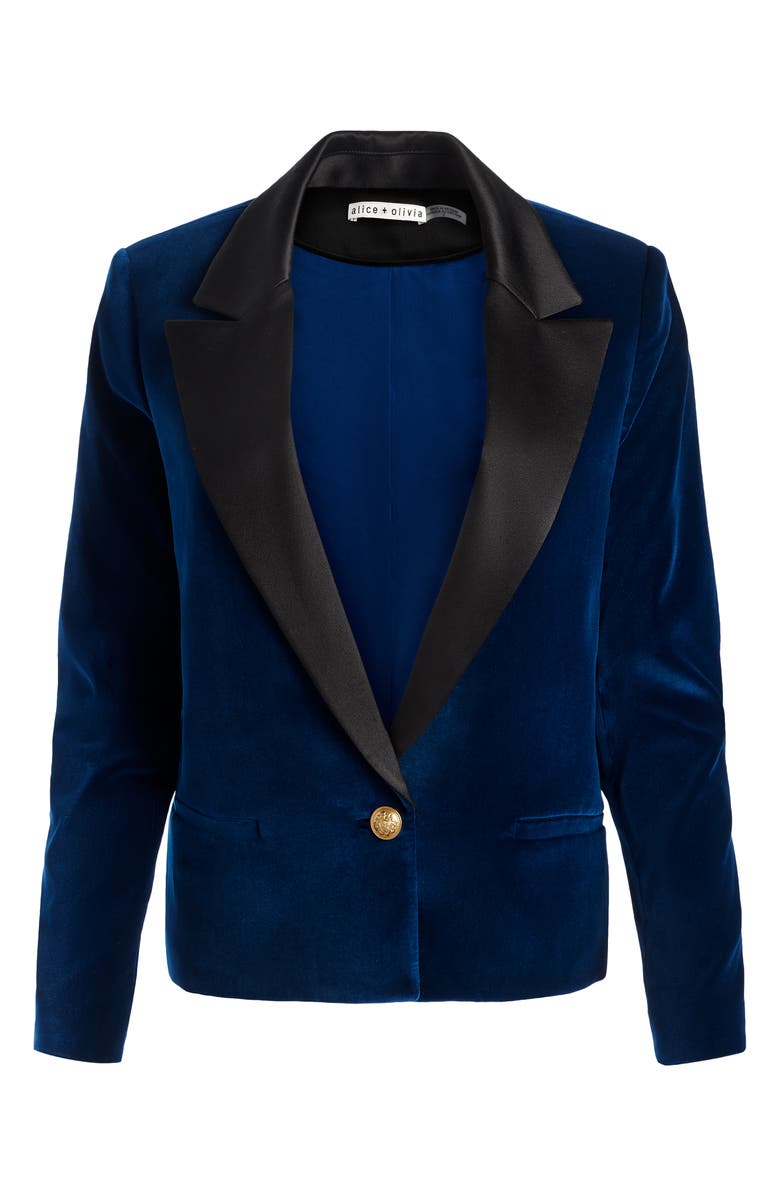 Alice + Olivia Devyn Boxy Crop Velvet Blazer | Nordstromrack