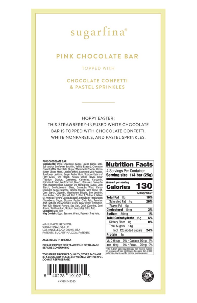 sugarfina Bunny Bark Set of 4 Pink Chocolate Bars | Nordstrom