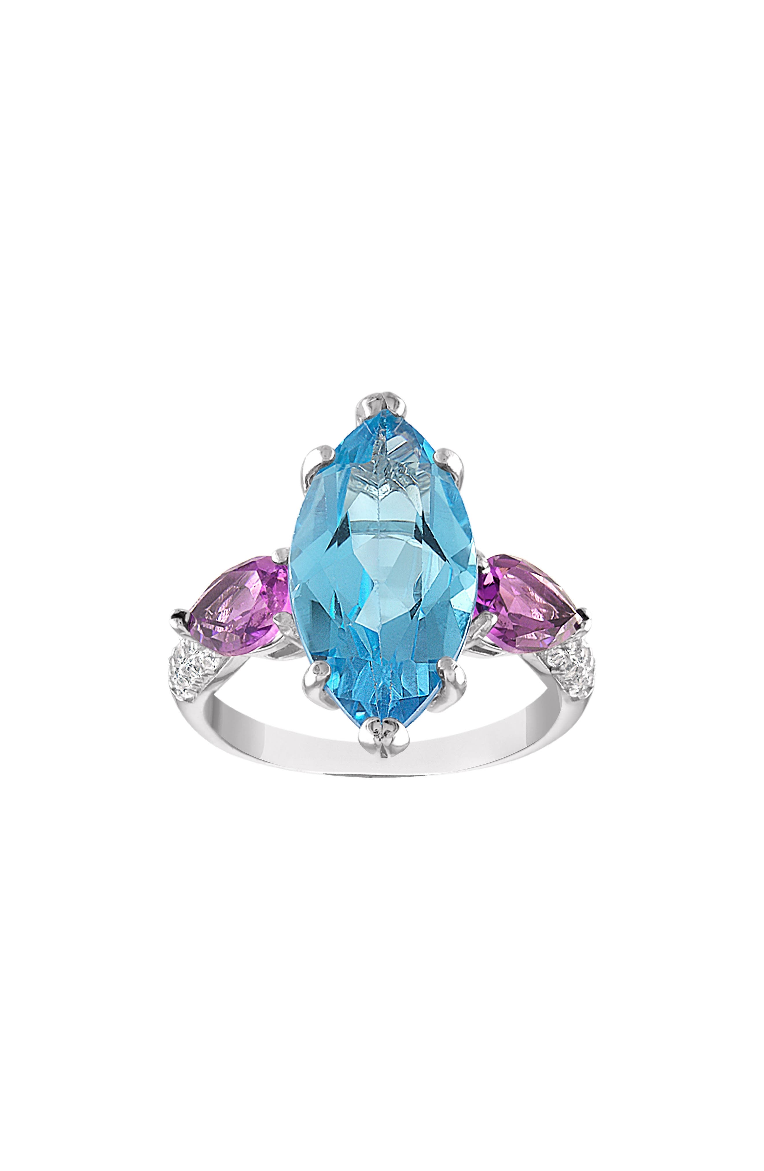 FZN Sterling Silver Swiss Blue Topaz And Amethyst Ring | Nordstromrack