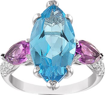 FZN Sterling Silver Swiss Blue Topaz And Amethyst Ring | Nordstromrack