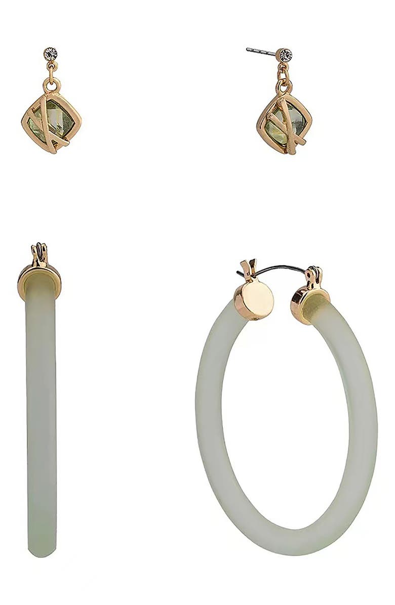 Christian Siriano New York Stone Drop & Resin Hoop Earrings Set ...