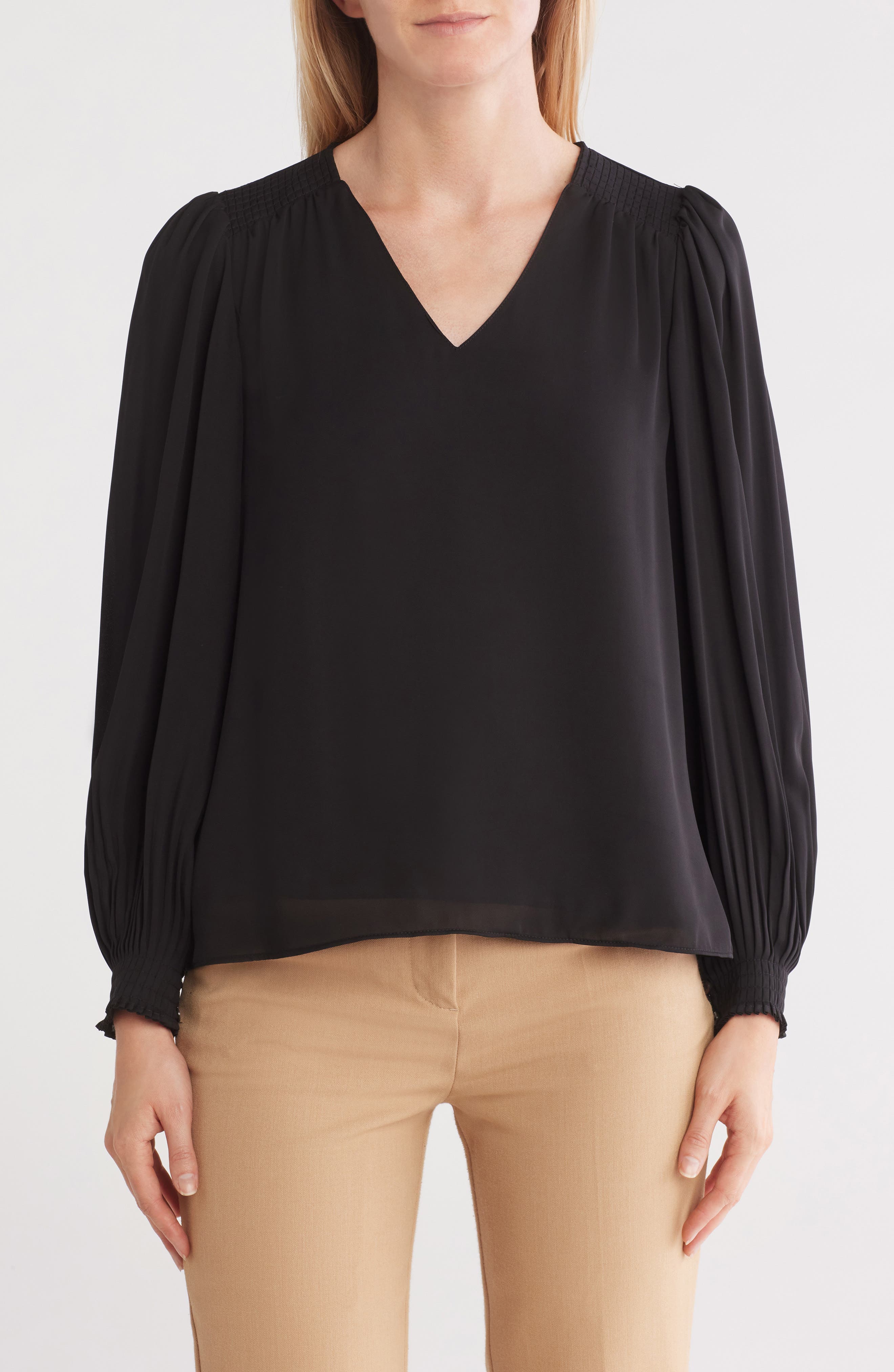 T Tahari Smocked Cuff Long Sleeve Blouse | Nordstromrack