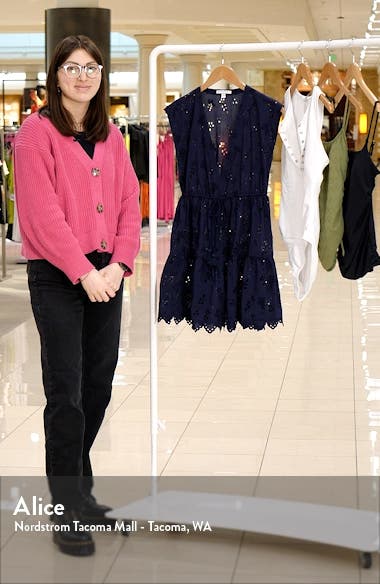 Robin Piccone Daisy Flounce Cotton Eyelet Cover-Up Dress | Nordstromrack