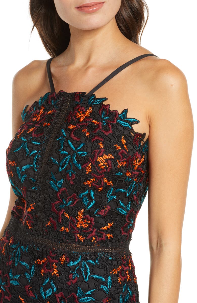 Chi Chi London Payge Halter Neck Lace Cocktail Dress | Nordstrom
