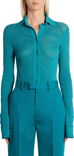 Bottega Veneta Pointelle Knit Mesh Shirt | Nordstrom