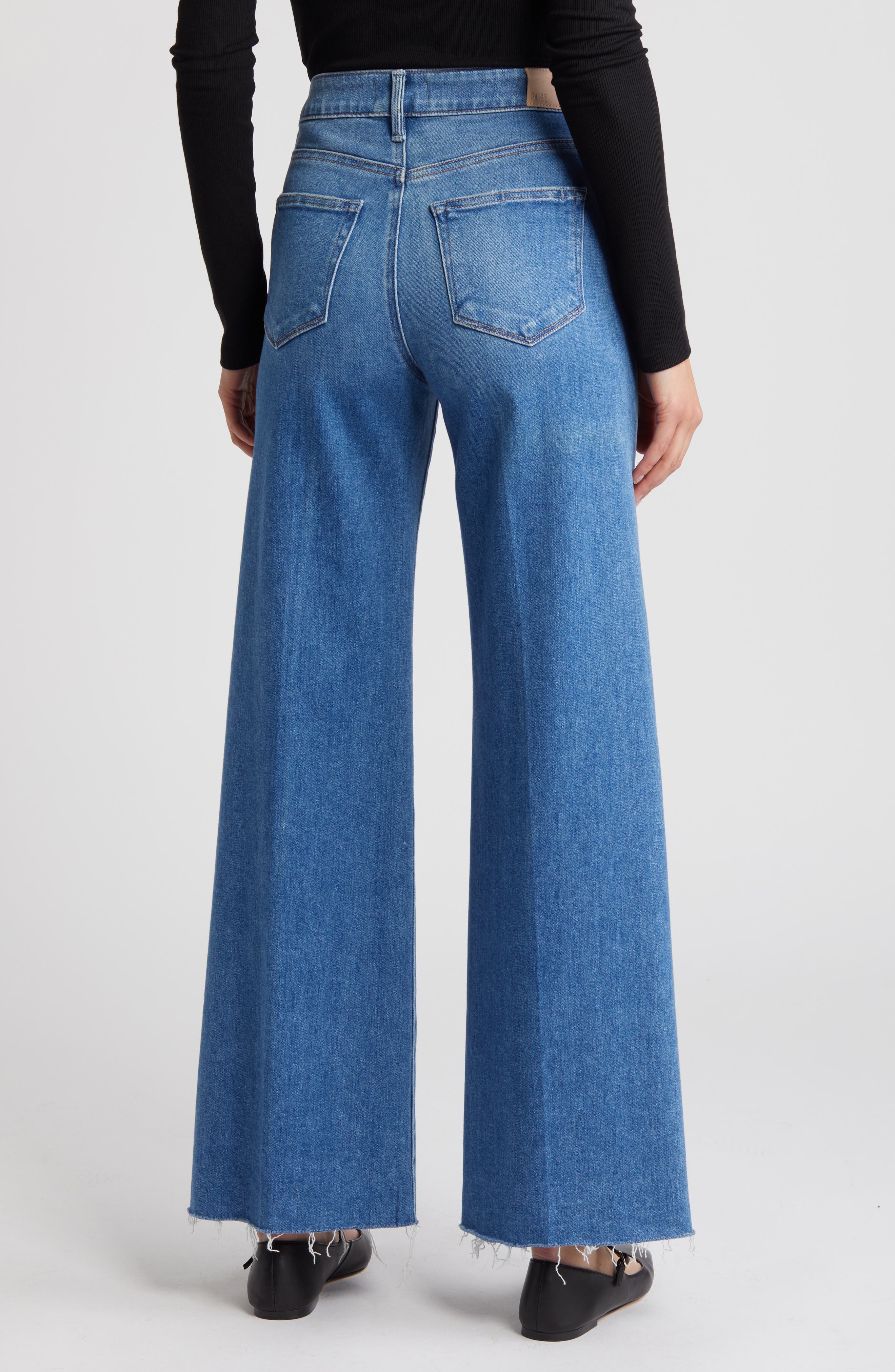 PAIGE Anessa High Waist Raw Hem Wide Leg Jeans | Nordstrom