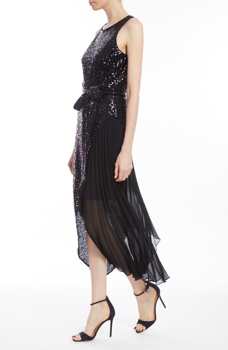 Badgley Mischka Collection Pleated Asymmetric Sequin Dress | Nordstromrack