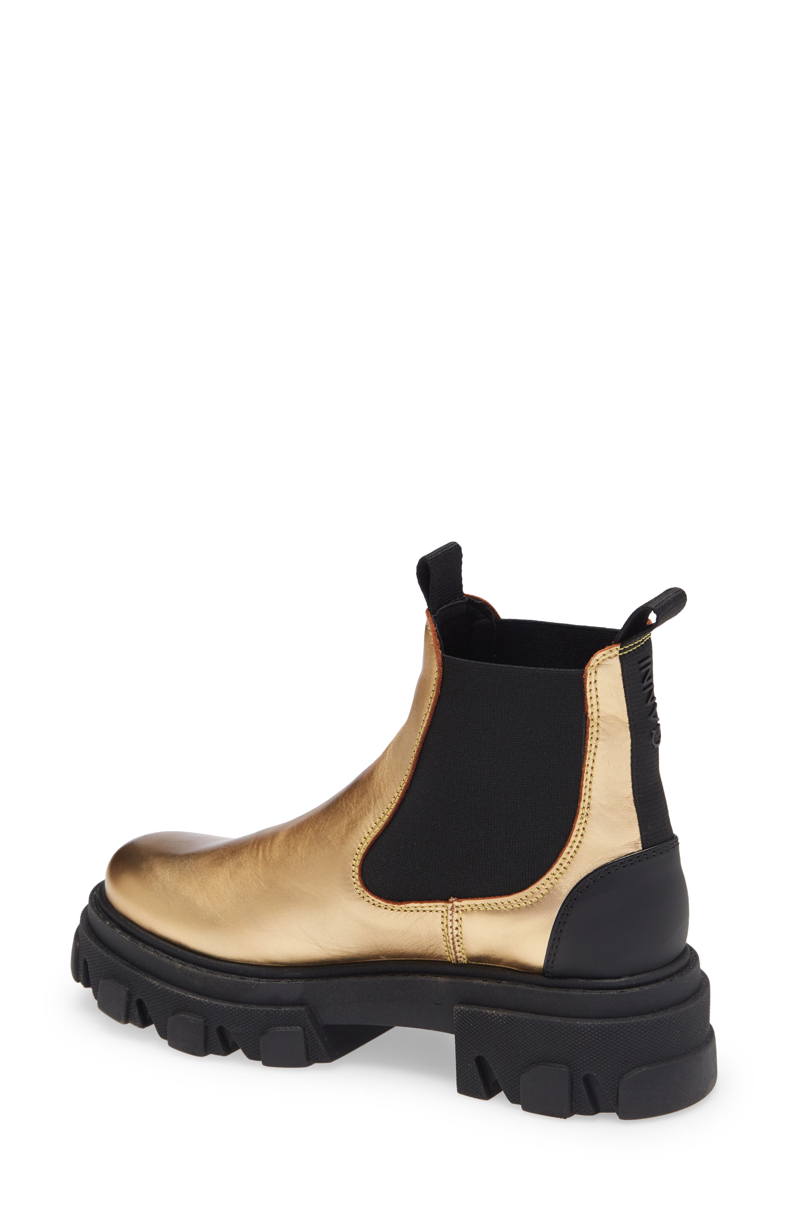 Ganni Metallic Lug Sole Chelsea Boot (Women) | Nordstromrack