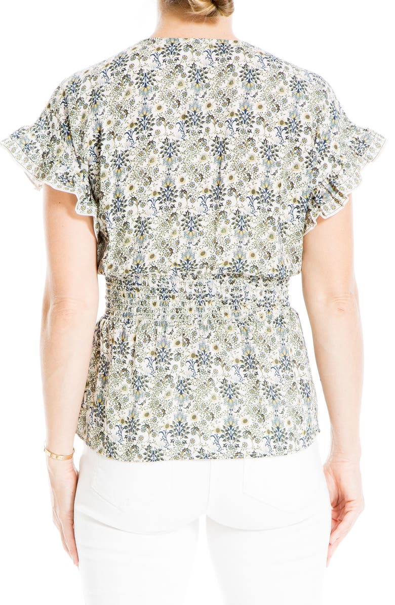 MAX STUDIO Ruffle Cap Sleeve Tie Waist Blouse | Nordstromrack