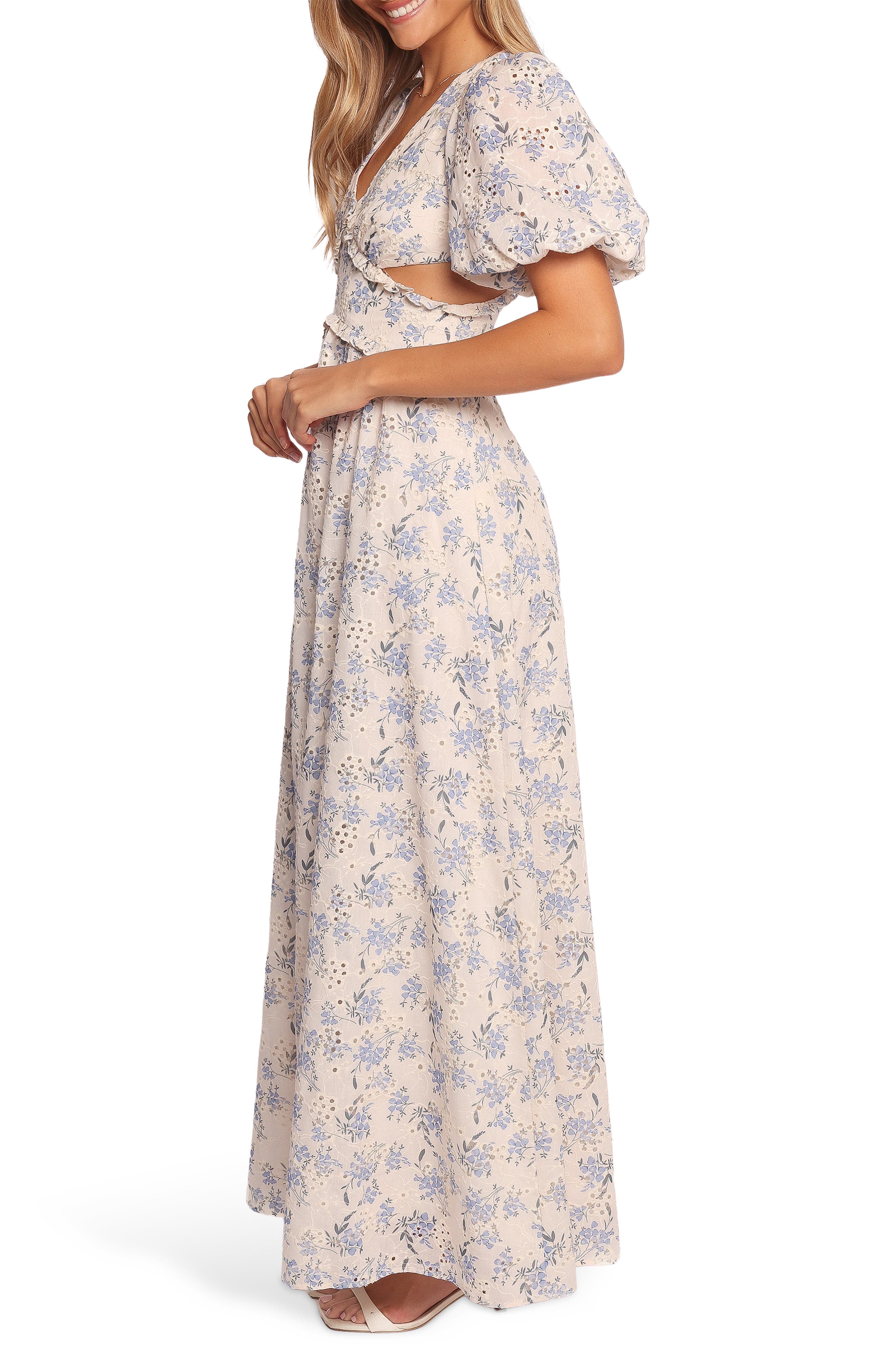 Petal & Pup Jemima Floral Eyelet Cutout Maxi Dress | Nordstromrack