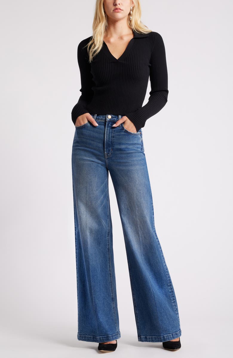 Open Edit Luxe Sculpt Rib Polo Sweater | Nordstromrack