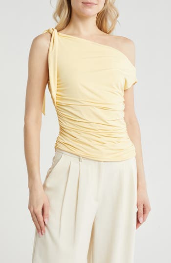 WAYF Bow One-Shoulder Ruched Top | Nordstromrack WAYF Bow One-Shoulder Ruched Top | Nordstromrack