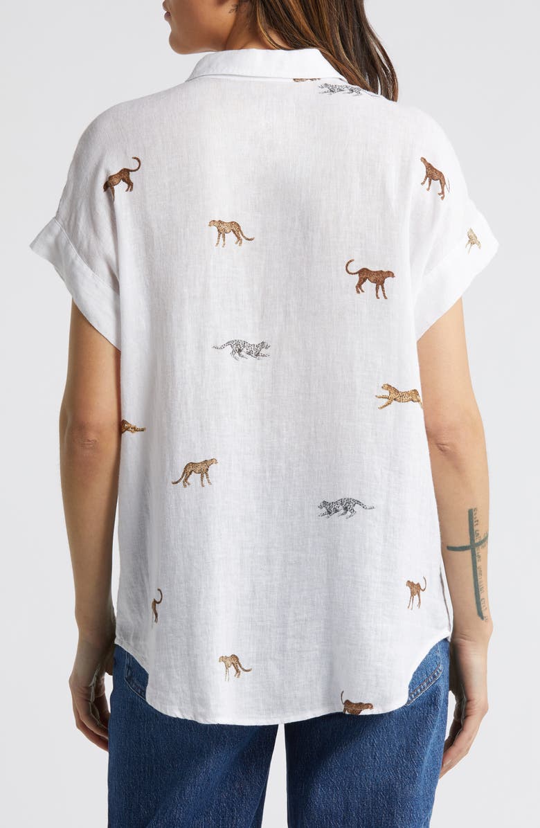 Rails Cito Cheetah Print Short Sleeve Linen Blend Button-Up Shirt ...