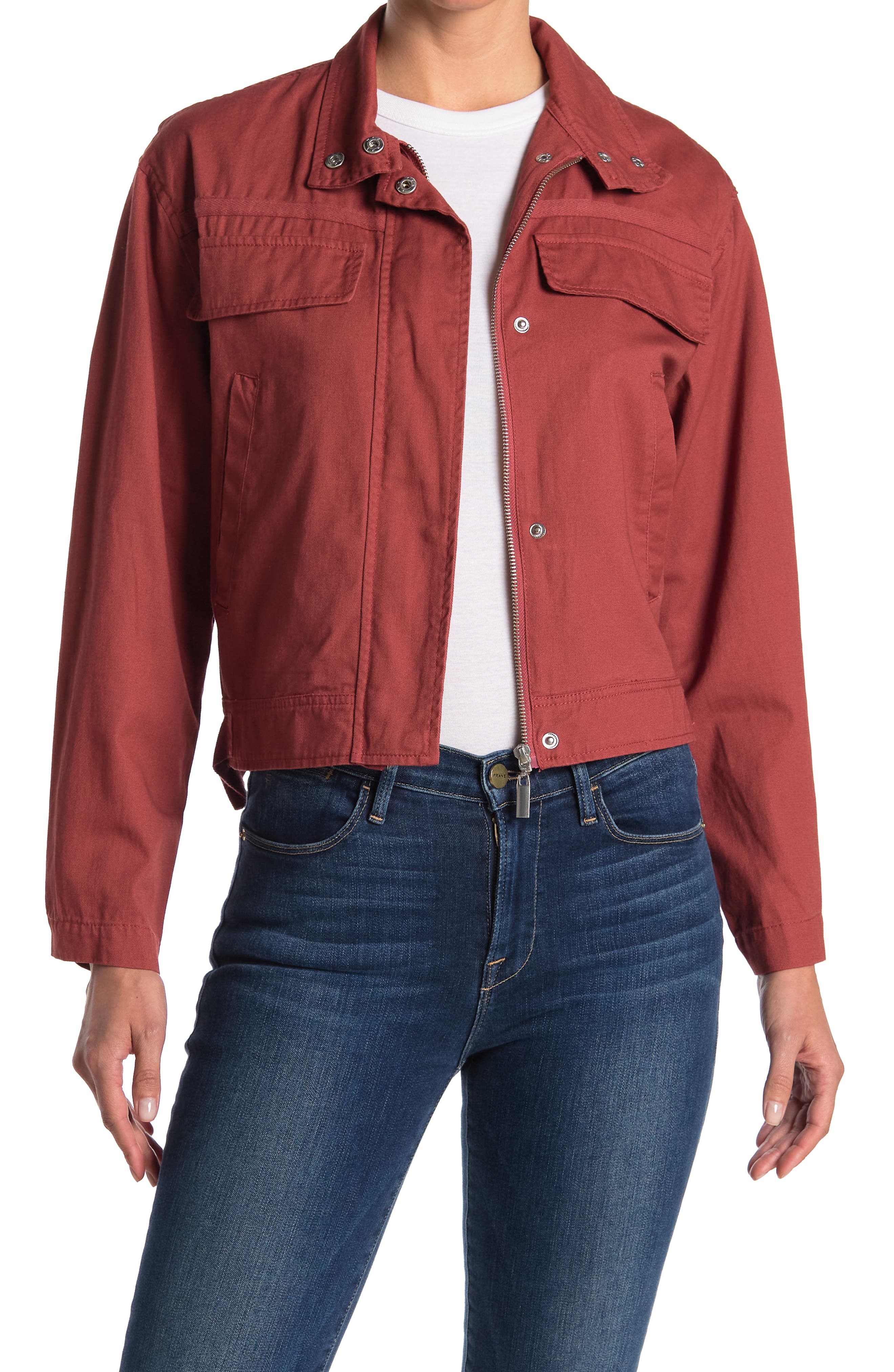 Treasure & Bond Stand Collar Cotton Twill Jacket | Nordstromrack