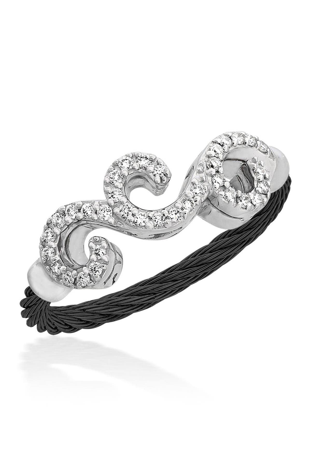 ALOR® 18K White Gold & Black Stainless Steel Cable Diamond Filigree ...