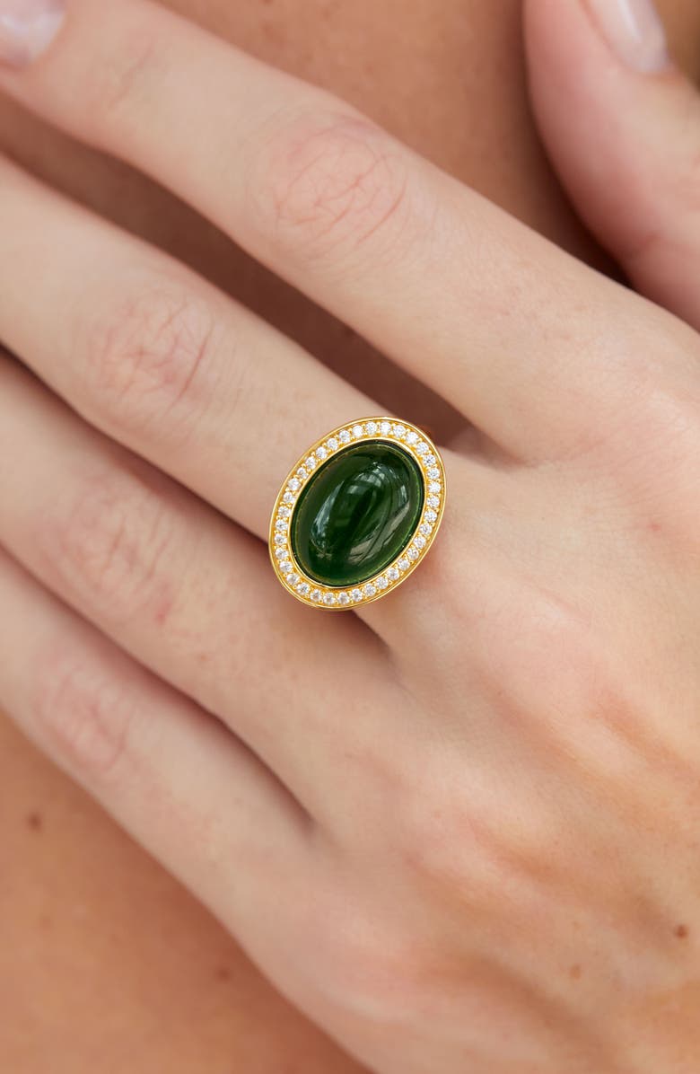 SAVVY CIE JEWELS 18K Gold Vermeil Oval Stone CZ Halo Ring | Nordstromrack
