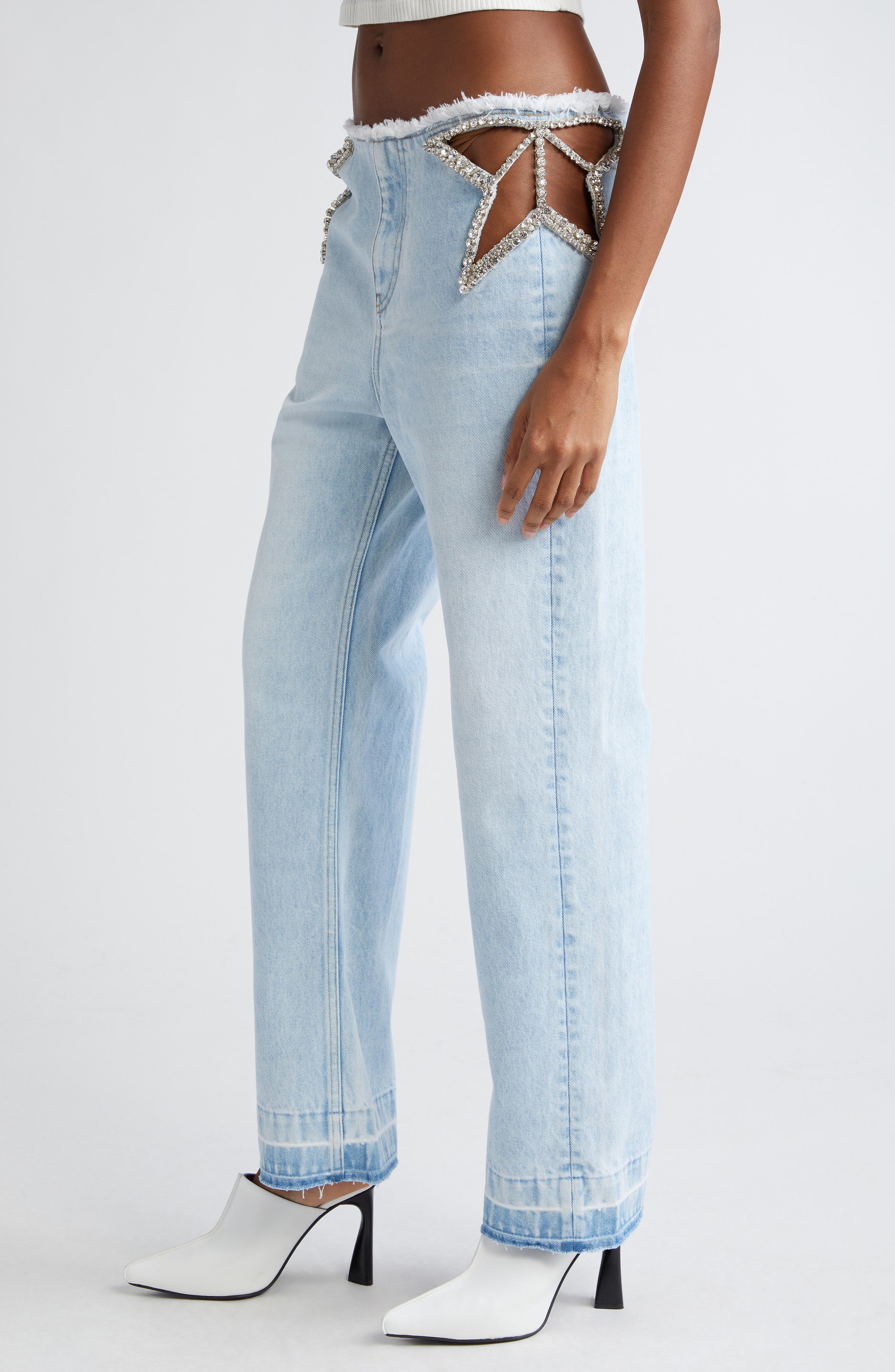 Stella McCartney Crystal Star Cutout Denim Jeans | Nordstrom