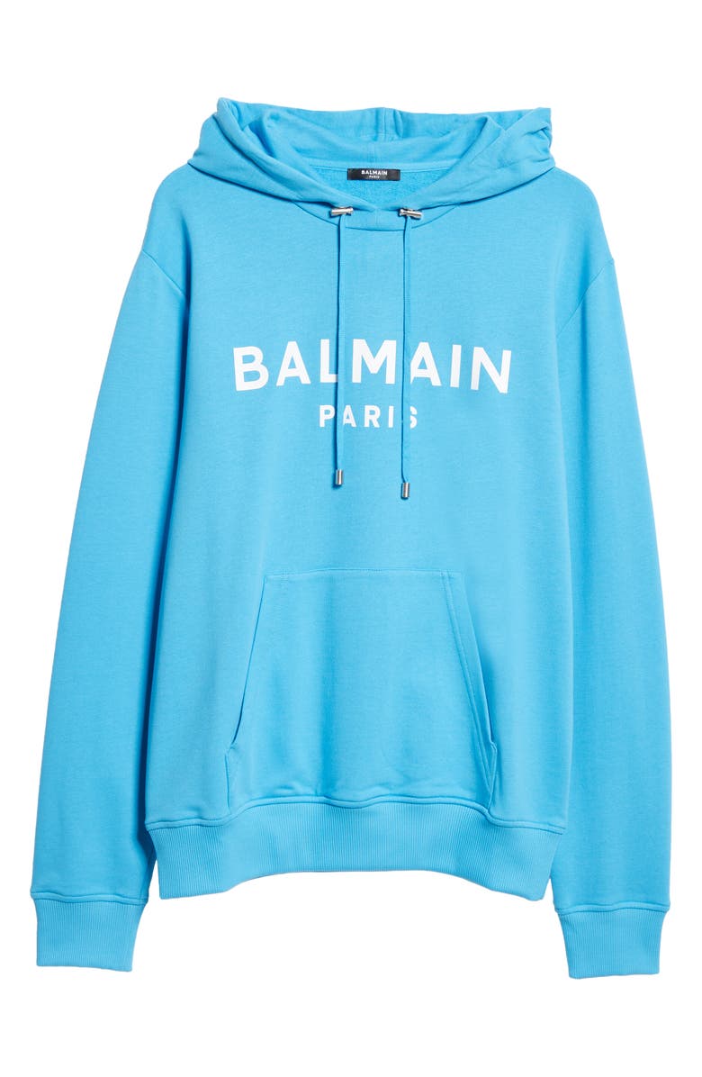 Balmain Organic Cotton Logo Graphic Hoodie | Nordstrom