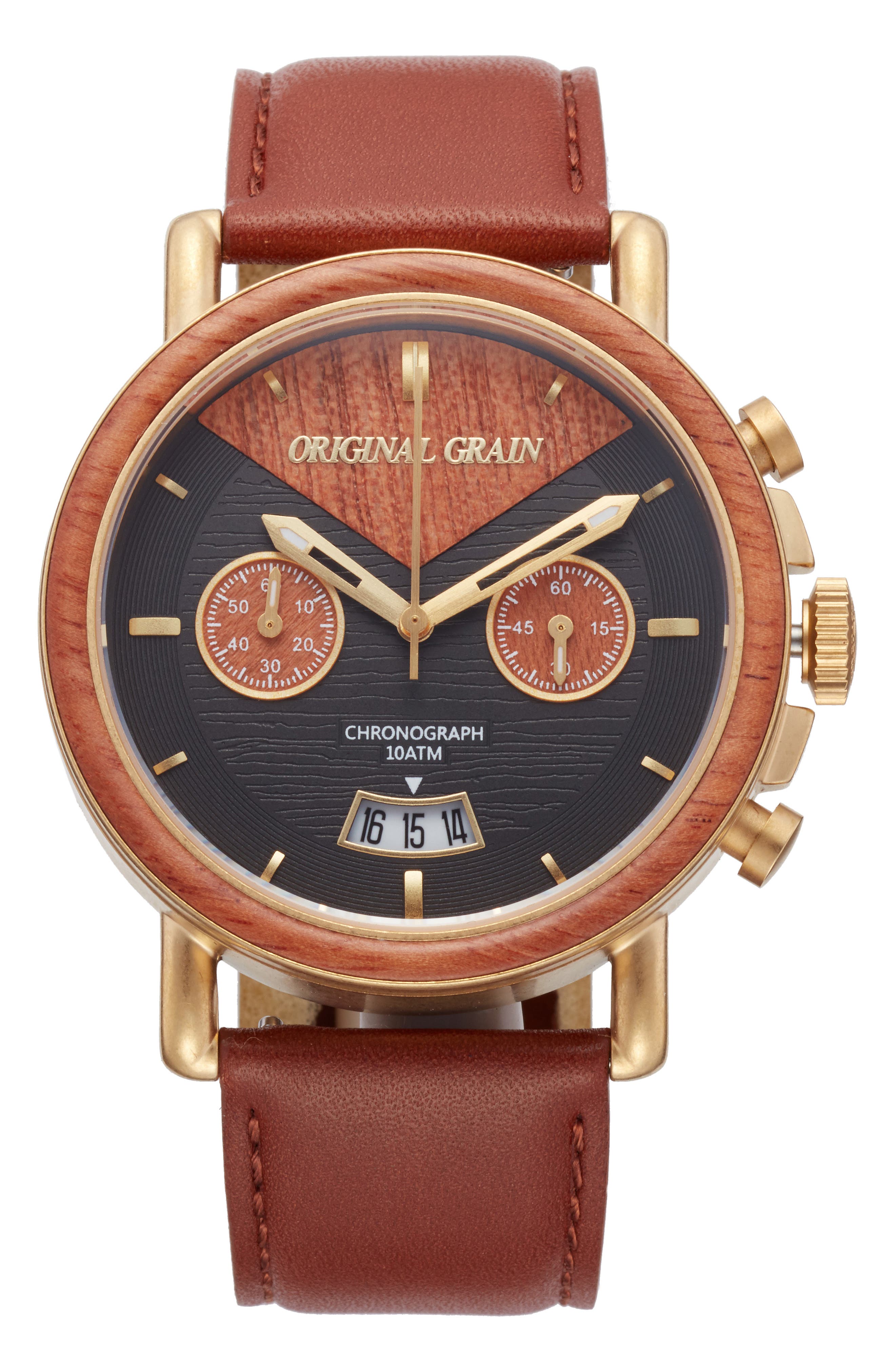 Original Grain Alterra Chronograph Leather Strap Watch, 44mm | Nordstrom