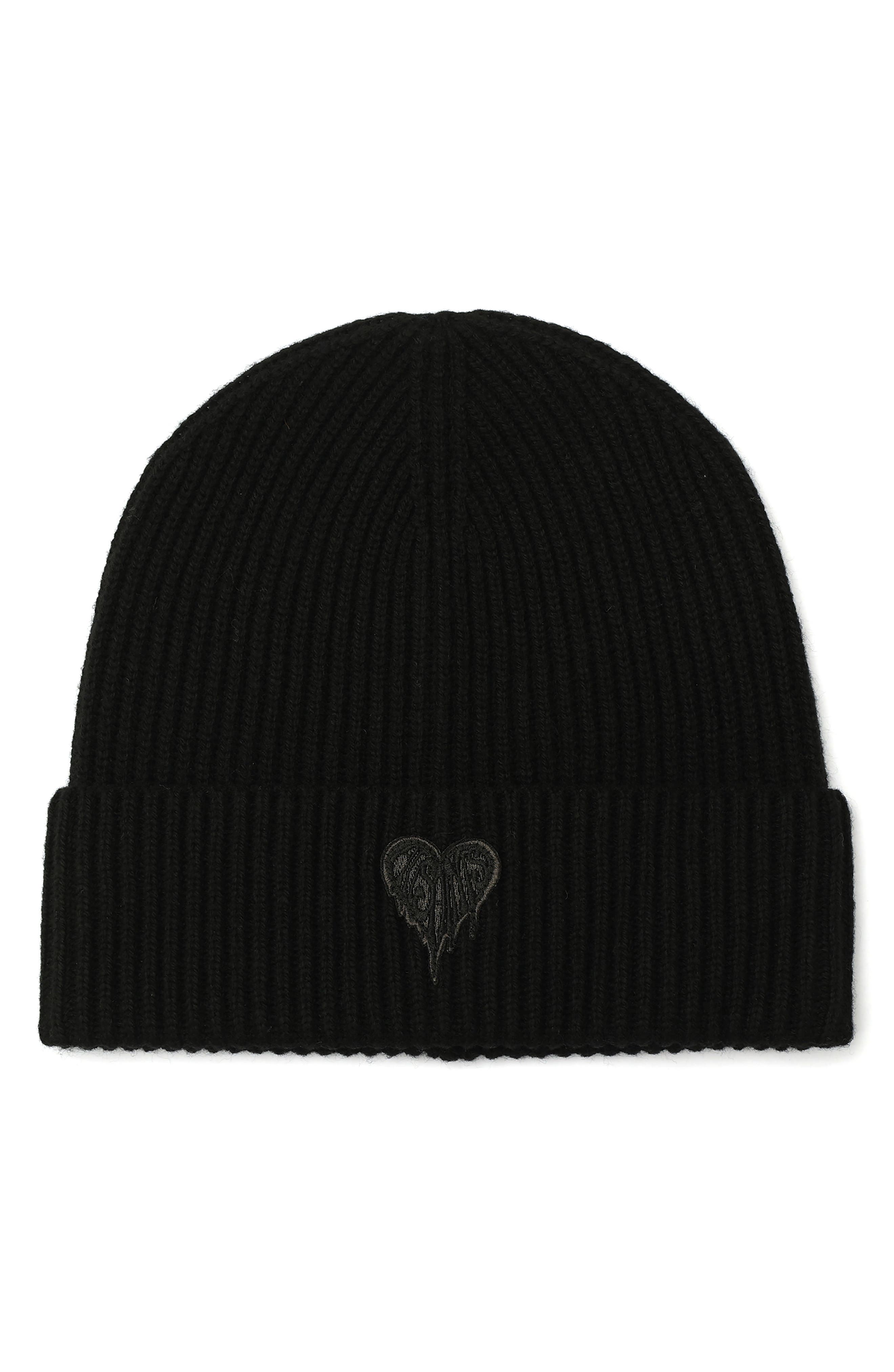 AllSaints Heart Logo Rib Beanie | Nordstrom