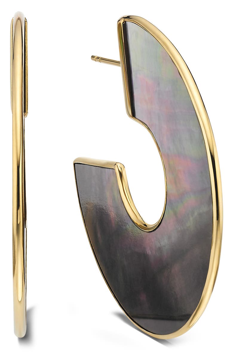 Ippolita Rock Candy® 18K Gold Black Shell Hoop Earrings | Nordstromrack