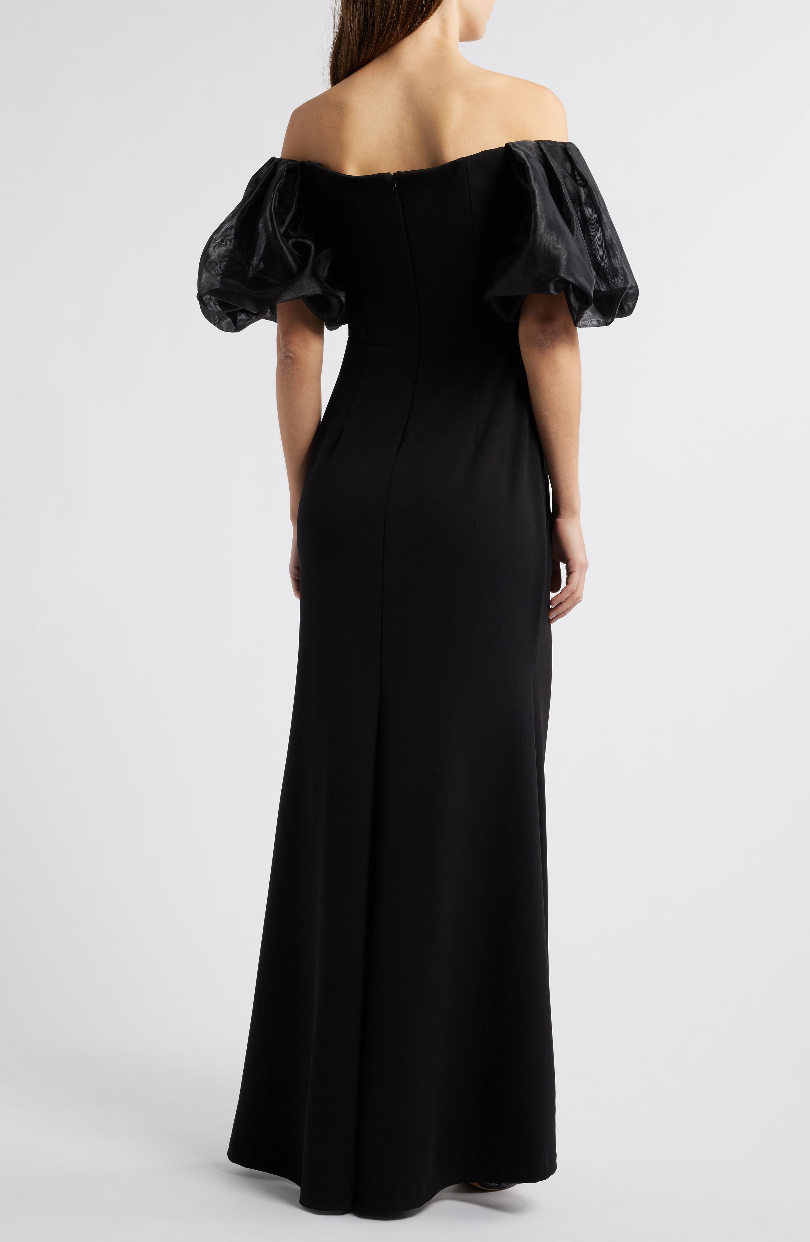 Eliza J Off the Shoulder Puff Sleeve Trumpet Gown | Nordstrom