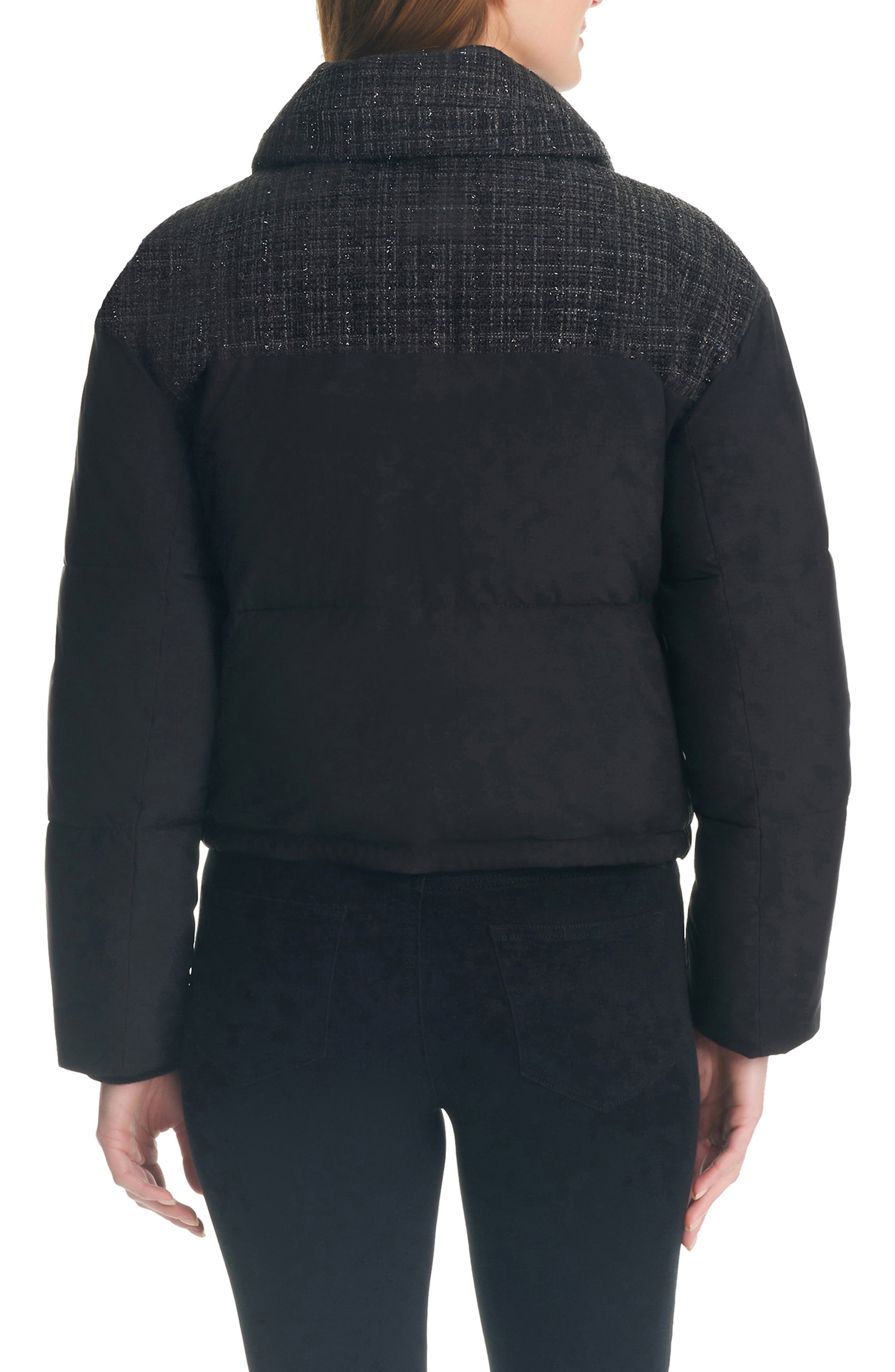 Kate Spade New York crop tweed mix media puffer jacket | Nordstromrack