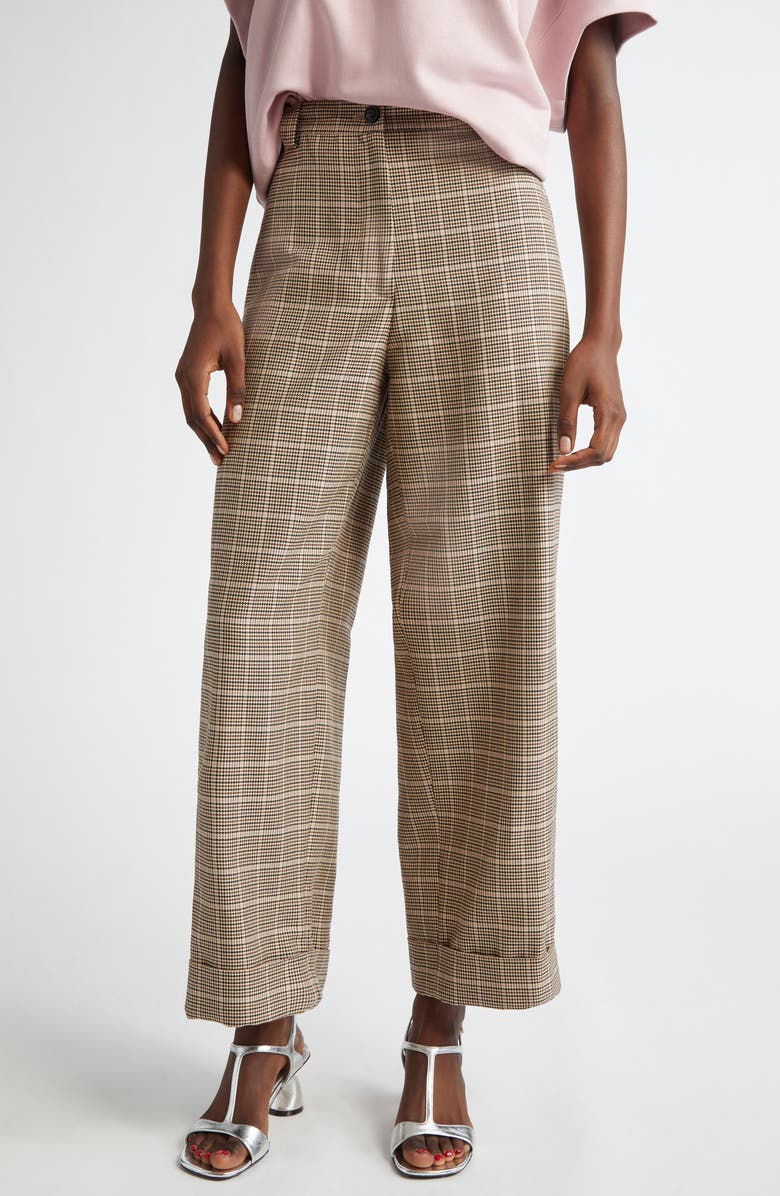 Dries Van Noten Pakora Glen Plaid Wide Leg Ankle Pants | Nordstromrack