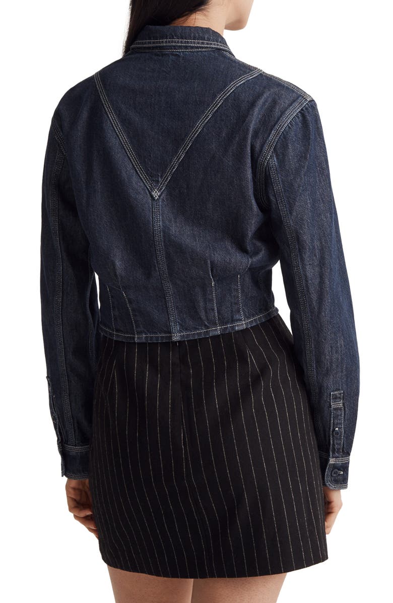 Madewell Denim Pleated Crop Button-Up Shirt | Nordstrom