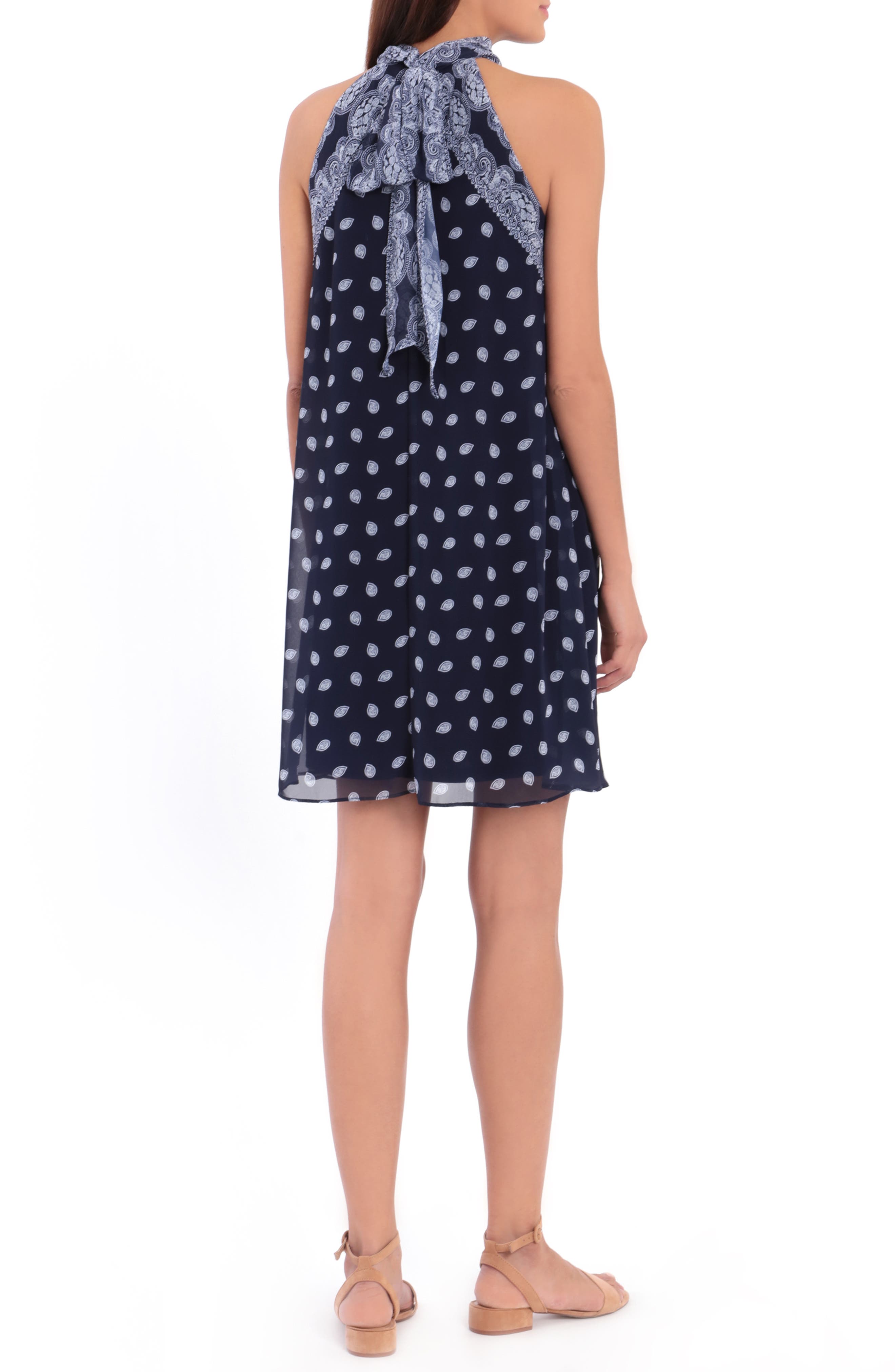 London Times Paisley Bandana Print Halter Neck Trapeze Dress ...