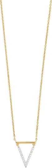 Bony Levy 18k Yellow Gold Open Triangle Pave Diamond Pendant Necklace ...