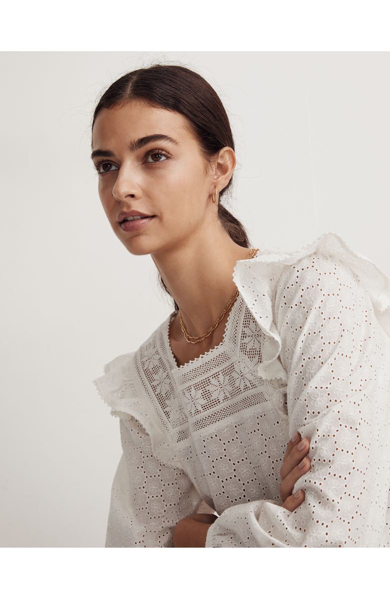 Madewell Eyelet Square Neck Long Sleeve Top | Nordstromrack
