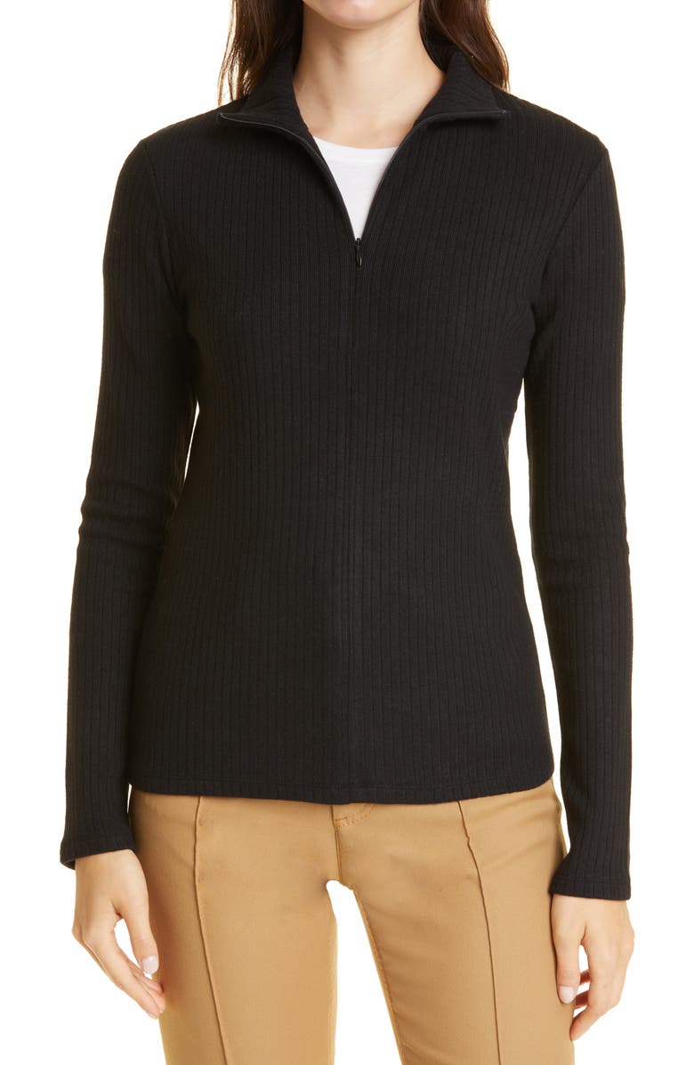 Vince Ribbed Quarter Zip Turtleneck Top | Nordstromrack