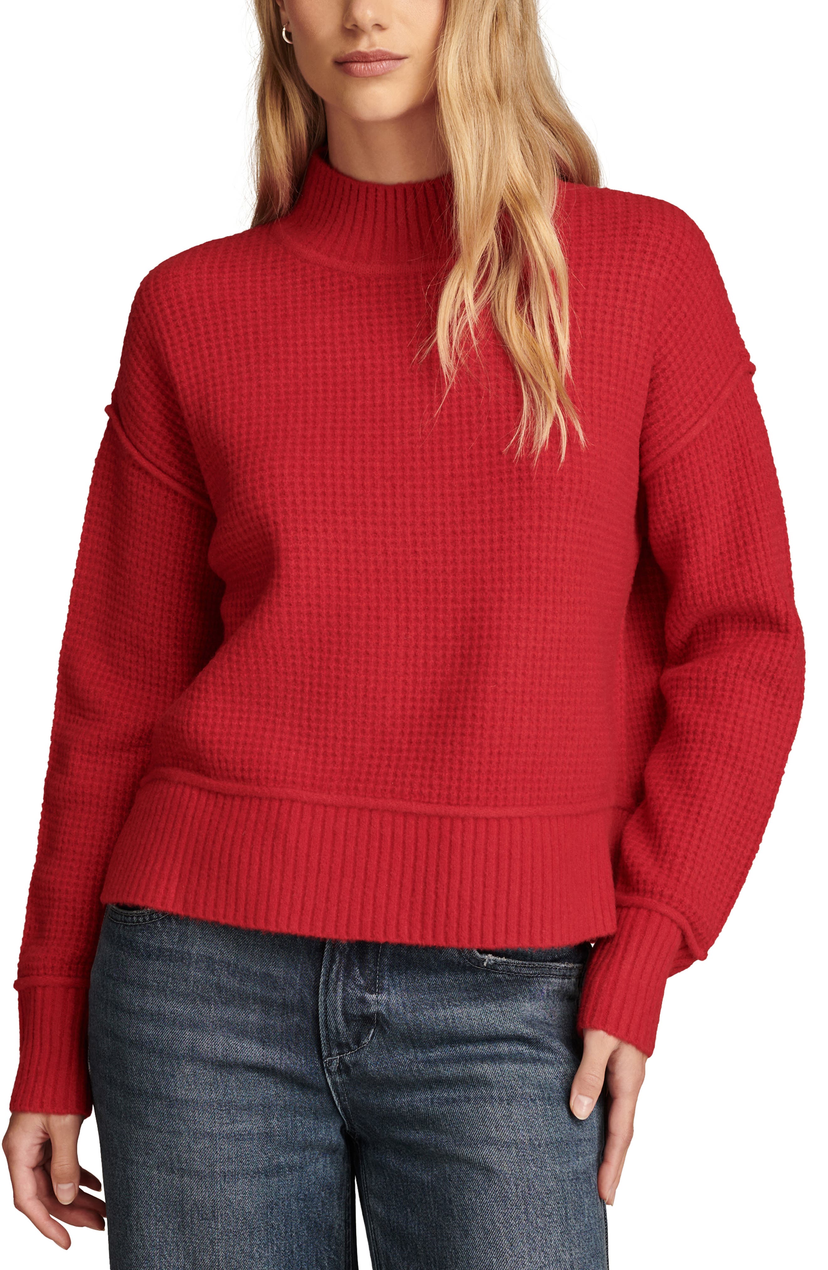 Lucky Brand Waffle Stitch Mock Neck Sweater | Nordstrom