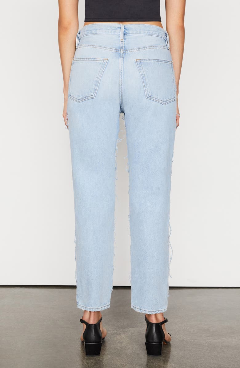 FRAME Layered Look Distressed Straight Leg Jeans | Nordstromrack
