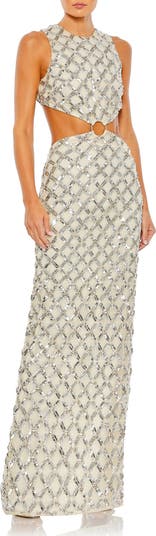 Mac Duggal Embellished High Neck Cutout Column Gown | Nordstrom