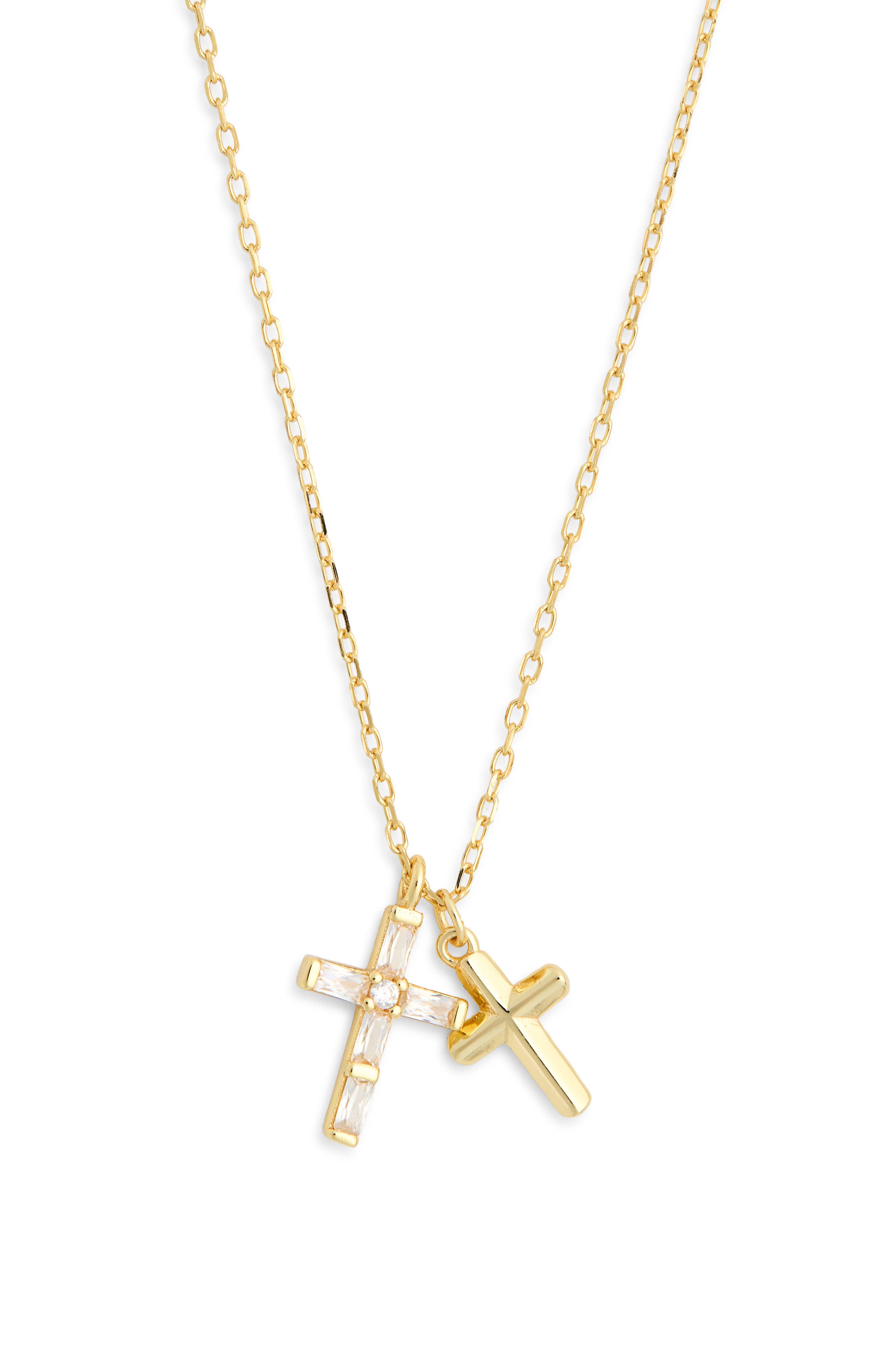 Argento Vivo Sterling Silver Baguette Duo Cross Necklace | Nordstromrack