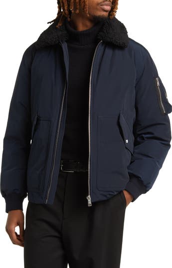BOSS Calliano Faux Shearling Collar Water Repellent Jacket | Nordstromrack
