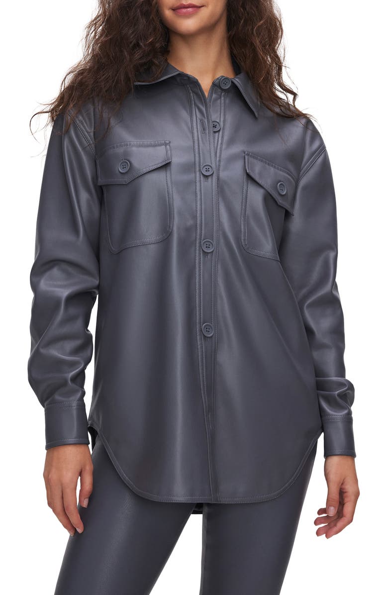 Good American Better Than Leather Faux Leather Shacket | Nordstromrack