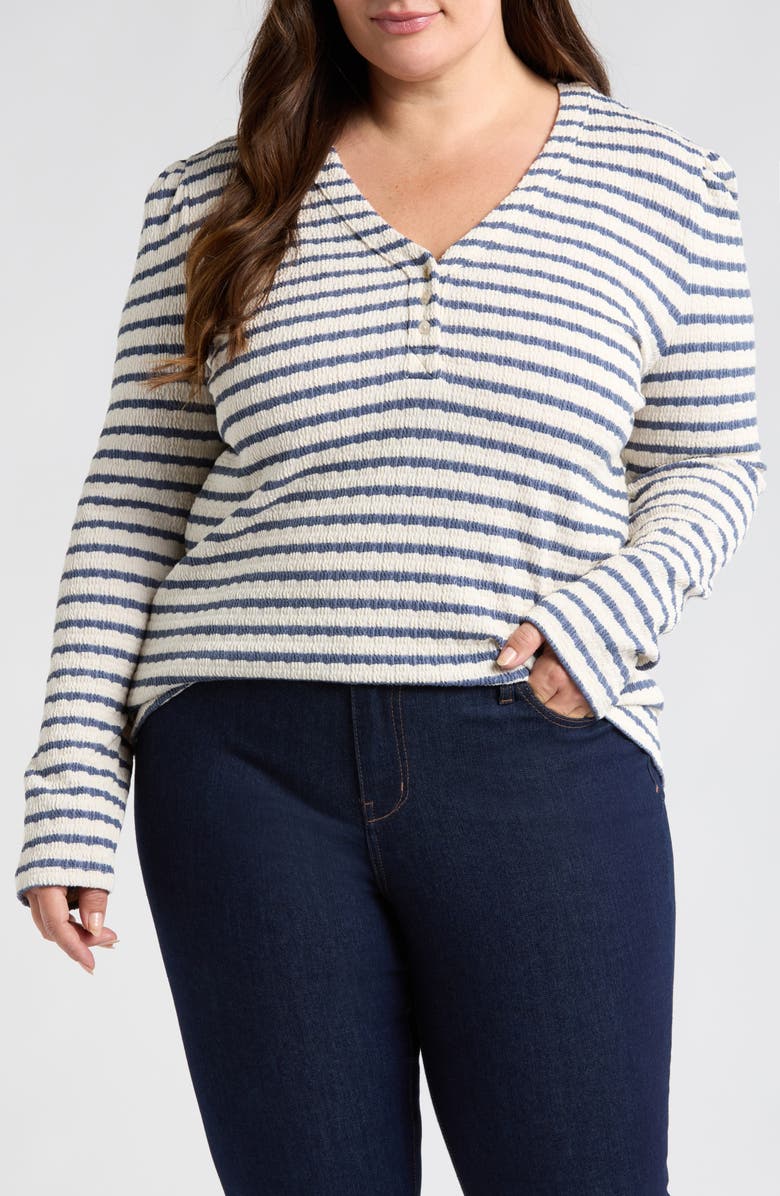 GIBSONLOOK The Amelia Stripe Henley Top | Nordstromrack