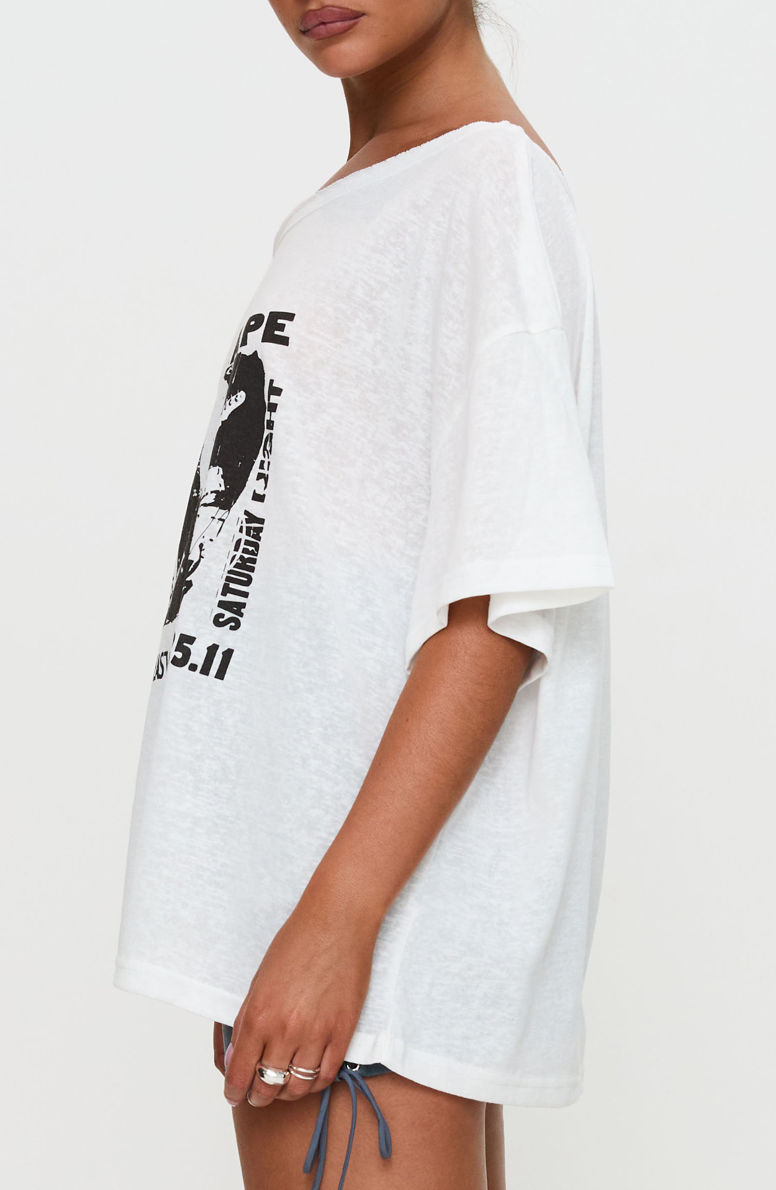 Princess Polly Kippa Off the Shoulder Oversize Graphic T-Shirt | Nordstrom