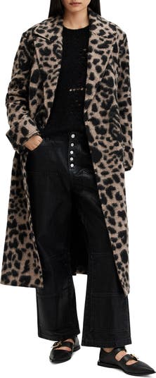 AllSaints Mabel Leopard Print Double Breasted Coat | Nordstrom