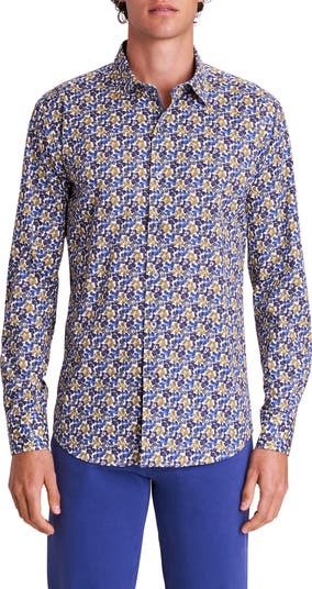 Bugatchi Shaped Fit Floral Print Stretch Button-Up Shirt | Nordstromrack