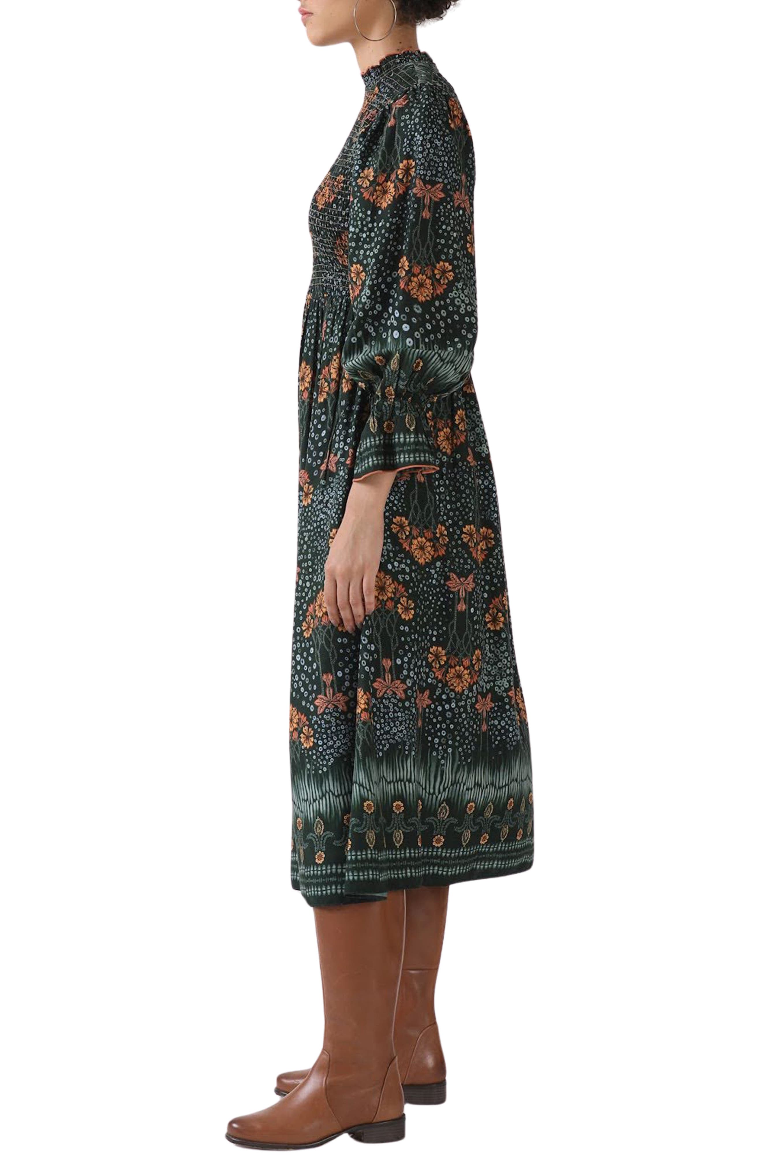 Celina Moon Nia Smocked Long Sleeve Midi Dress | Nordstromrack