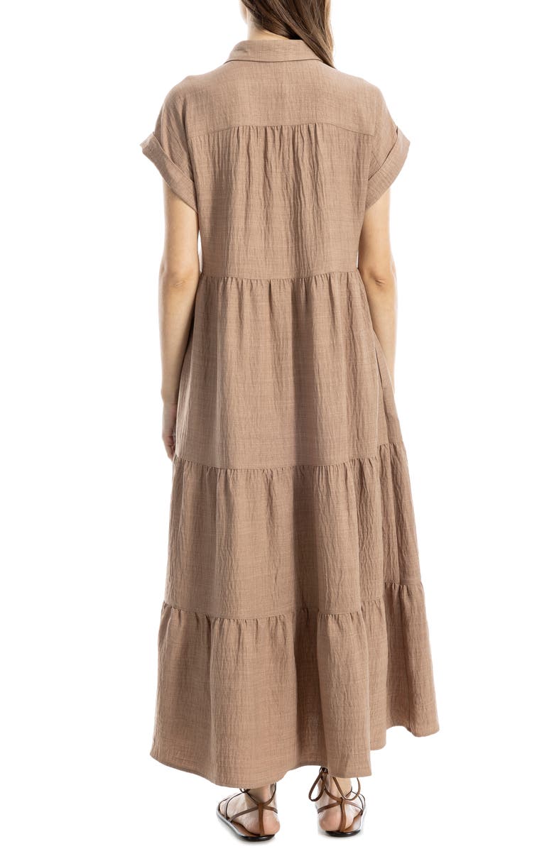 MAX STUDIO Short Sleeve Tiered Maxi Shirtdress | Nordstromrack