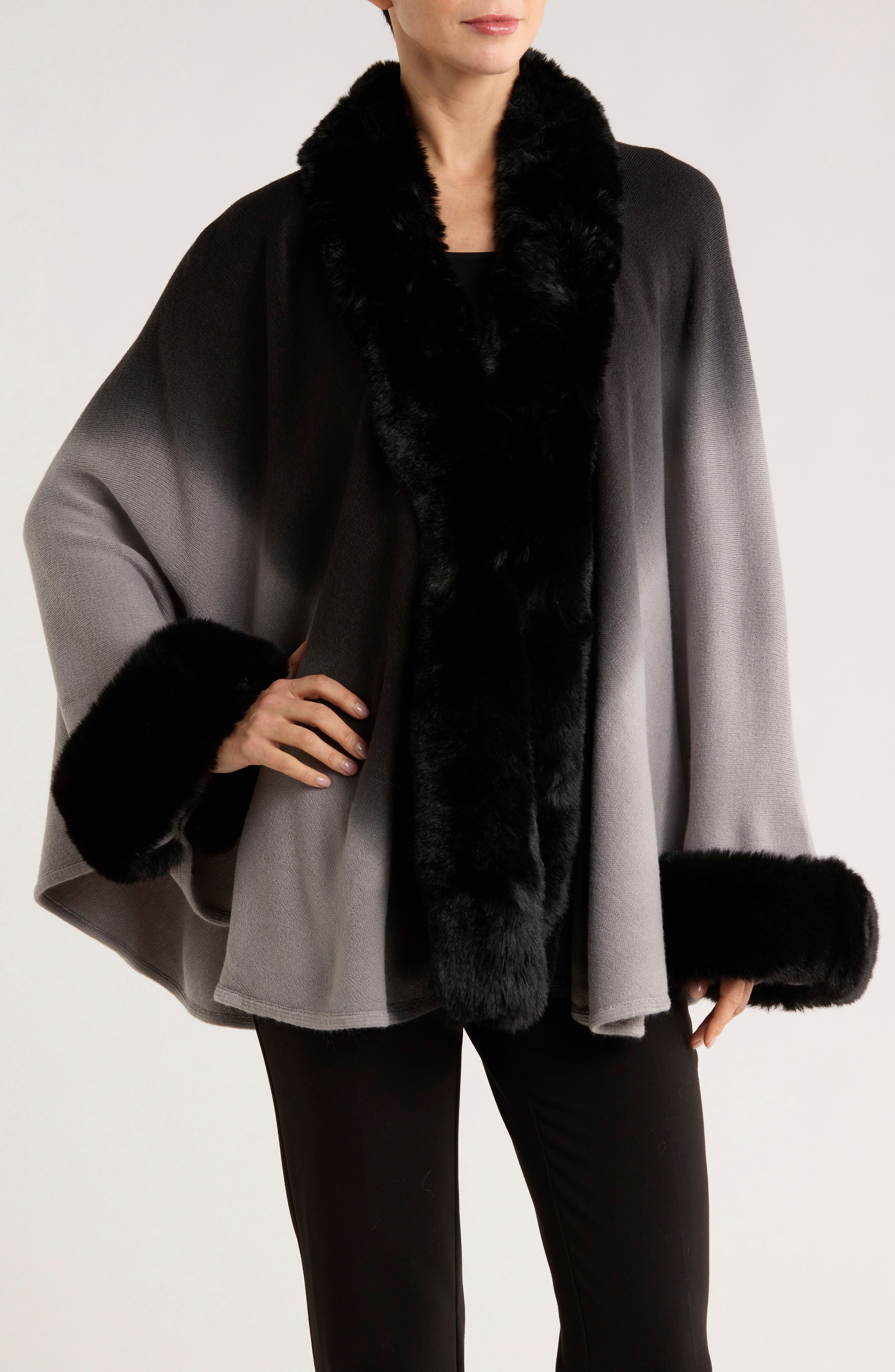 PATRIZIA LUCA Ombré Faux Fur Cape | Nordstromrack