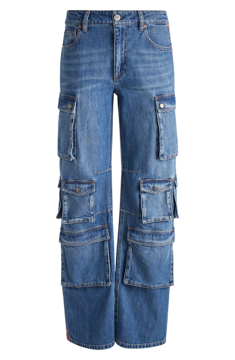 Alice + Olivia Olympia Mr. Baggy Side Stripe Cargo Jeans | Nordstromrack