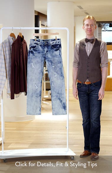 LEVEL 7 Distressed Slim Straight Leg Jeans | Nordstrom