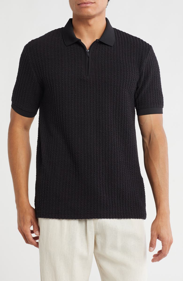 DENIM AND FLOWER Textured Quarter Zip Polo Sweater | Nordstromrack